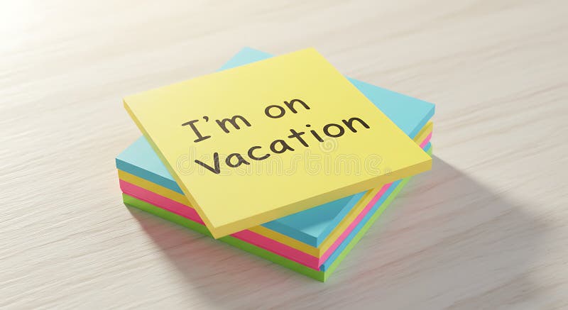 Vacation Reminder Note on Colorful Sticky Notes Stack Stock ...