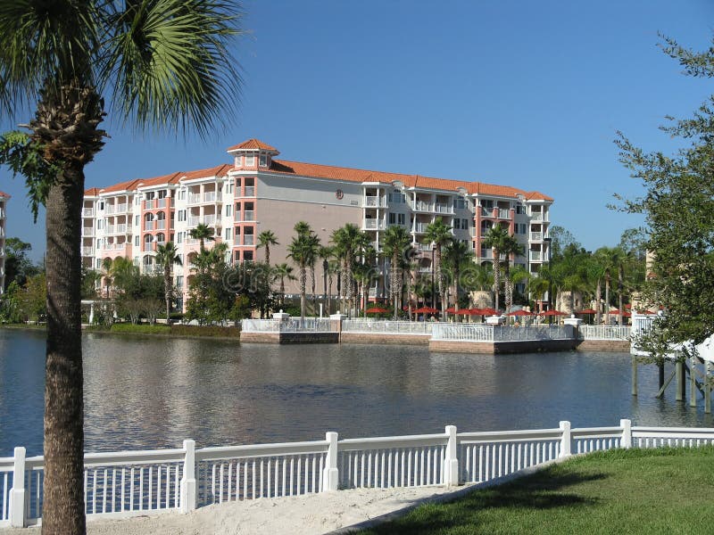 Vacation Resort Buildings Beach & Lake 1 Stock Photo - Image of ...