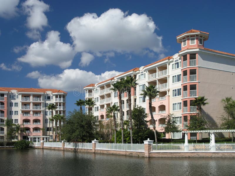 Vacation Resort Buildings & Lake 6 Stock Photo - Image of decor, family ...