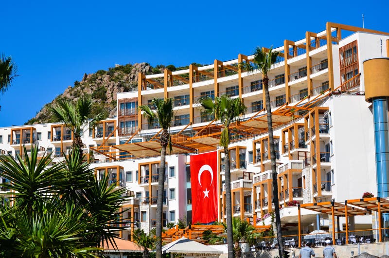 Vacation Resort with the Flag of Turkey Stock Image - Image of city ...