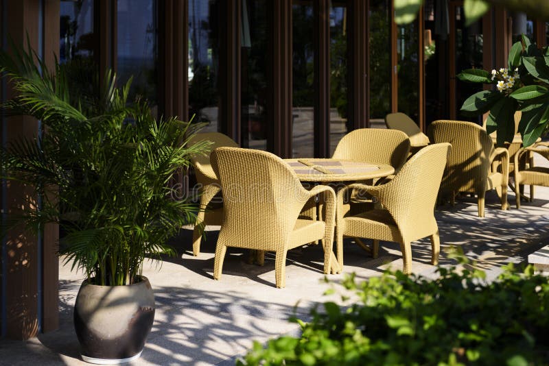 Vacation Resort with Table and Chair Set Stock Image - Image of garden ...