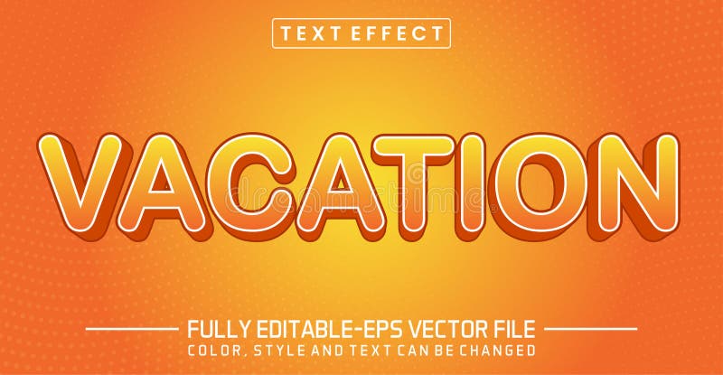 Vacation Text Editable Style Effect Stock Vector - Illustration of font ...