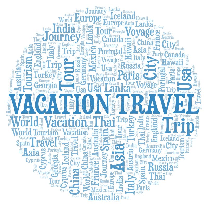 Vacation Travel Word Cloud. Stock Illustration - Illustration of trip ...