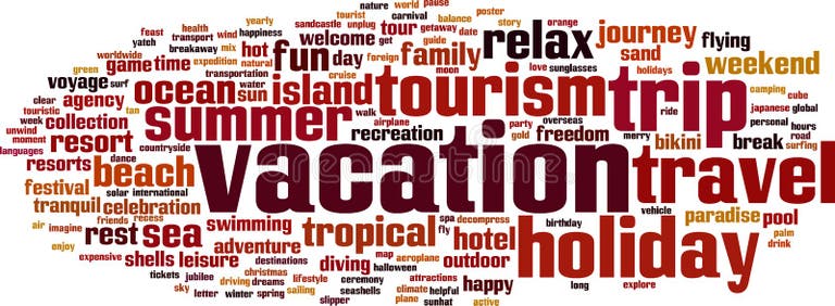 Vacation word cloud stock vector. Illustration of island - 188631852