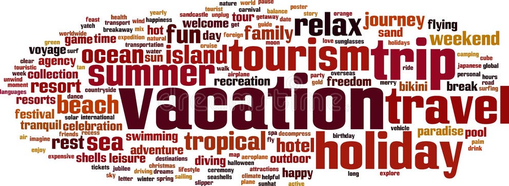 Vacation word cloud stock vector. Illustration of island - 188631852