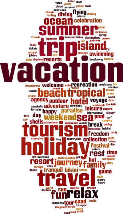 Vacation word cloud stock vector. Illustration of rest - 274835072