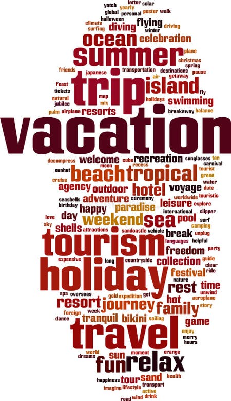 Vacation word cloud stock vector. Illustration of rest - 274835072