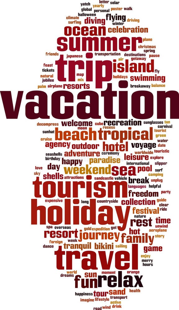 Vacation word cloud stock vector. Illustration of rest - 274835072