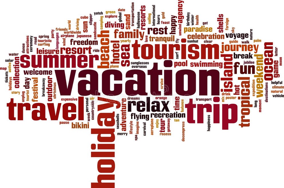 Vacation word cloud stock vector. Illustration of recreation - 158106149