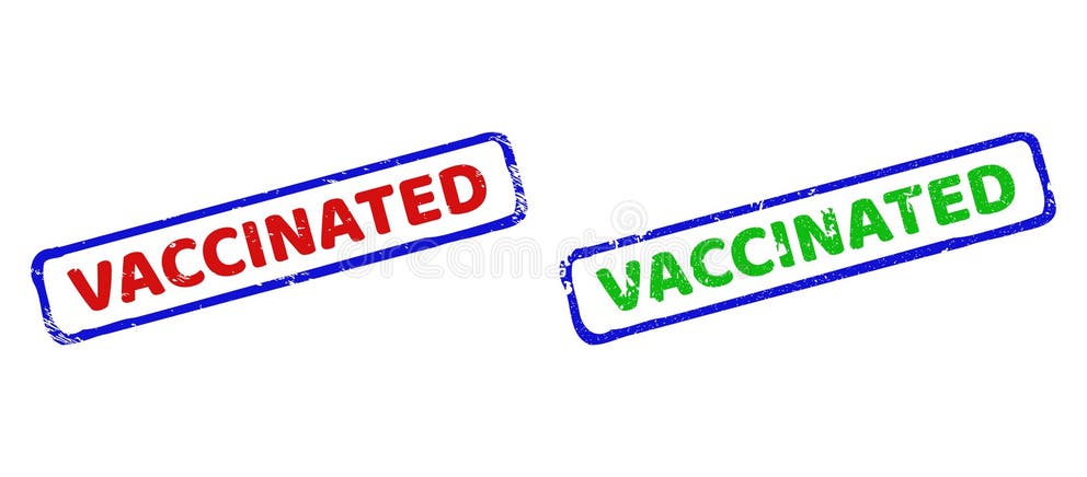 VACCINATED Bicolor Rough Rectangle Watermarks with Corroded Textures Stock Illustration ...