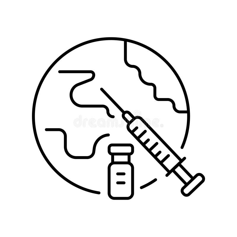 Vaccination Black Line Icon. Stock Vector - Illustration of concept ...