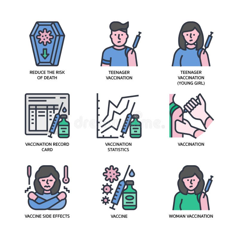 Vaccination Icons Set stock vector. Illustration of filled - 230643327