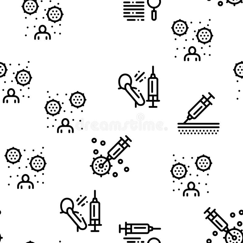 Syringe Seamless Pattern Cartoon Illustration Hospital Injection Stock ...