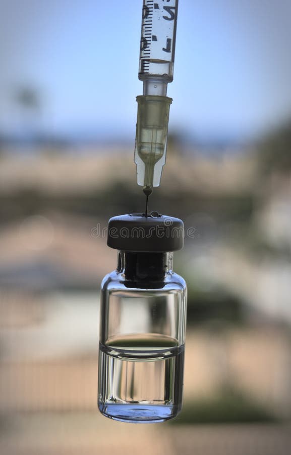 Vaccine Bottle and Syringe with Injection Fluid and Aluminium Stock ...