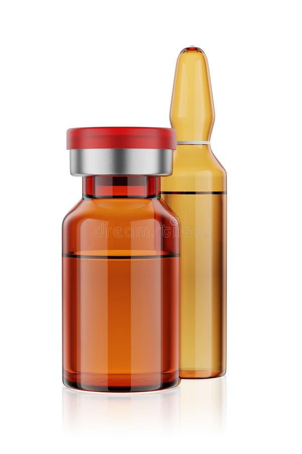 Vaccine Glass Vial Isolated on White. 3d Rendering Stock Illustration ...