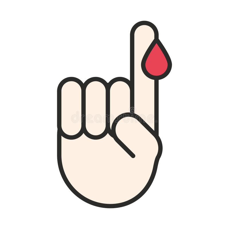 Vaccine Research Science, Hand with Blood Drop Line and Fill Icon Stock ...