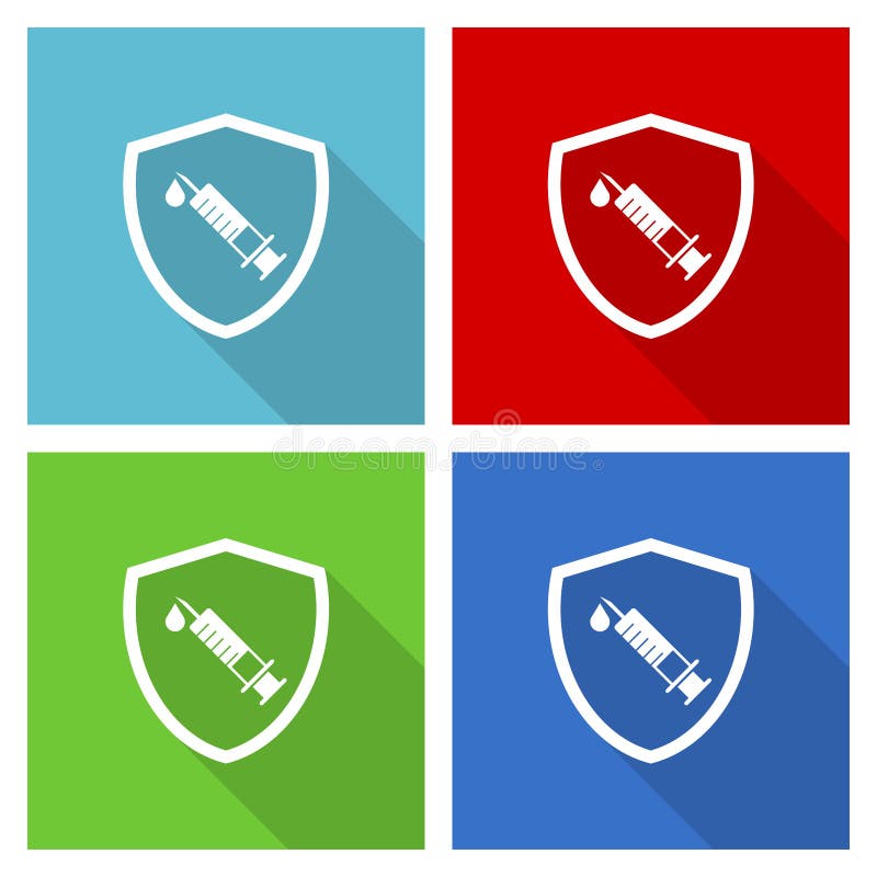 Vaccine Shield Concept Icon Set, Flat Design Vector Illustration in Eps ...