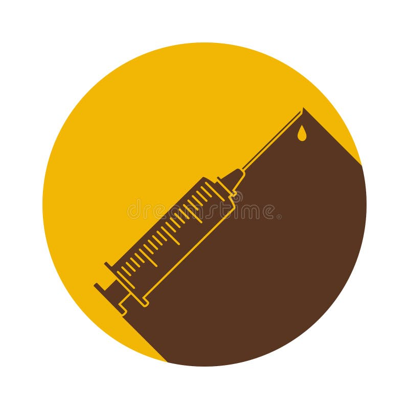Sterile Syringe with a Needle. Yellow with Brown Injection Icon Stock ...