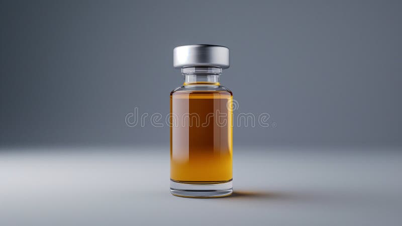 Vaccine Vial with Orange Liquid Isolated on Gray Background Stock Image ...