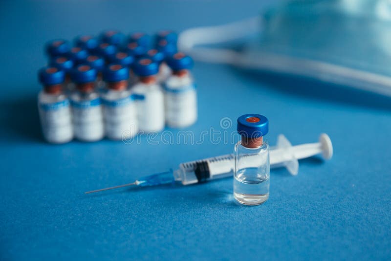 Vaccines Bottles and Syringe. Medical Objects Stock Image - Image of ...