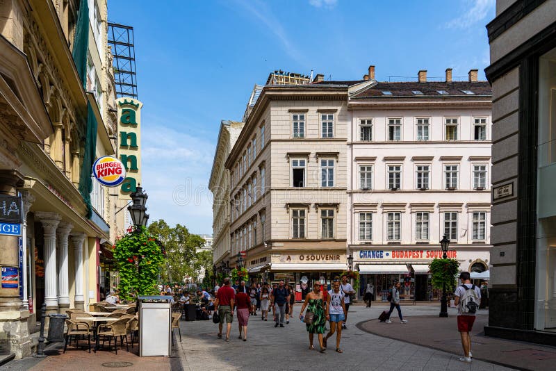 Vaci Utca Main Street in Budapest, Hungary. Editorial Stock Image ...