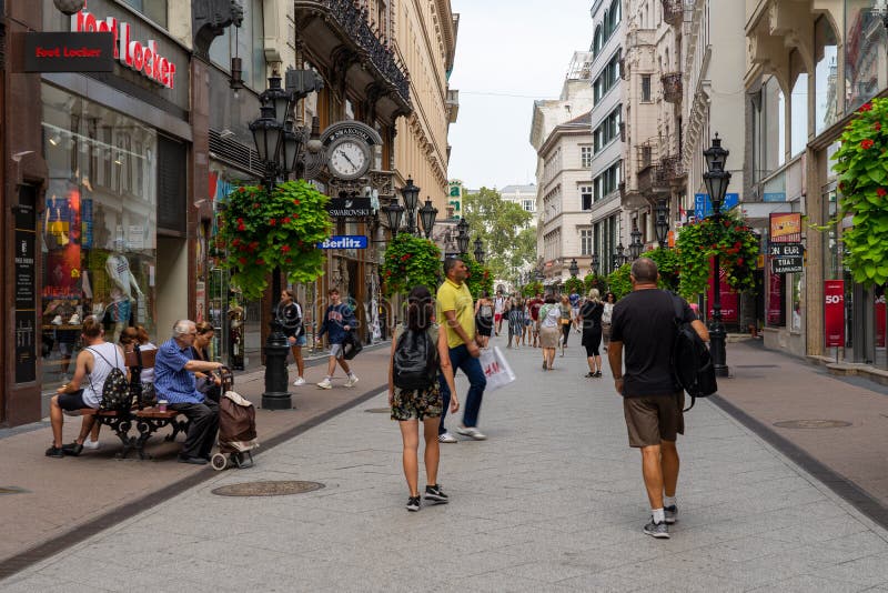 Vaci Utca Main Street in Budapest, Hungary. Editorial Image - Image of ...
