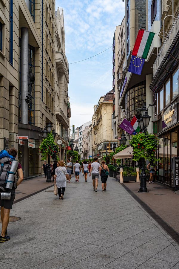 Vaci Utca Main Street in Budapest, Hungary. Editorial Image - Image of ...