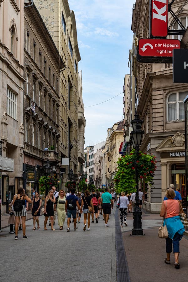 Vaci Utca Main Street in Budapest, Hungary. Editorial Photo - Image of ...