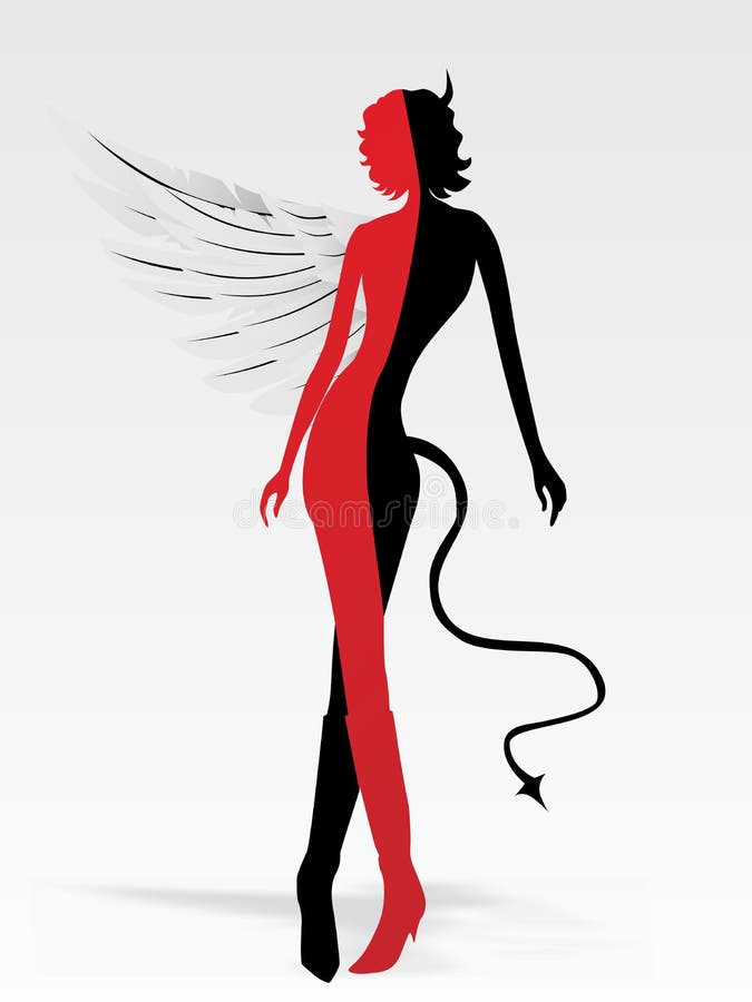 Angel and Devil Silhouettes Stock Vector - Illustration of hell ...
