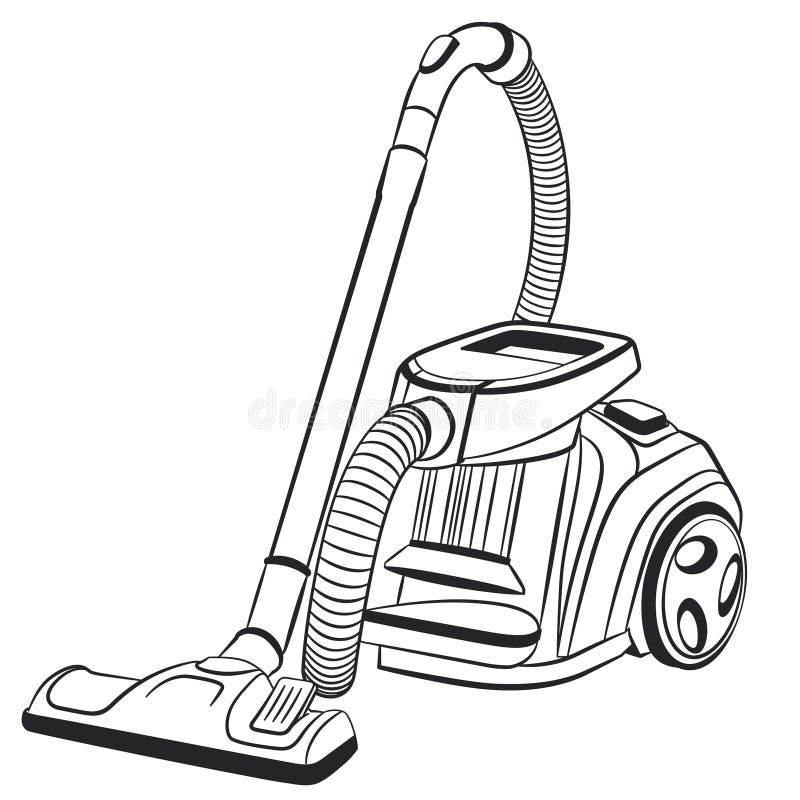 Vacuum Cleaner Black Contour Isolated Stock Vector - Illustration of ...