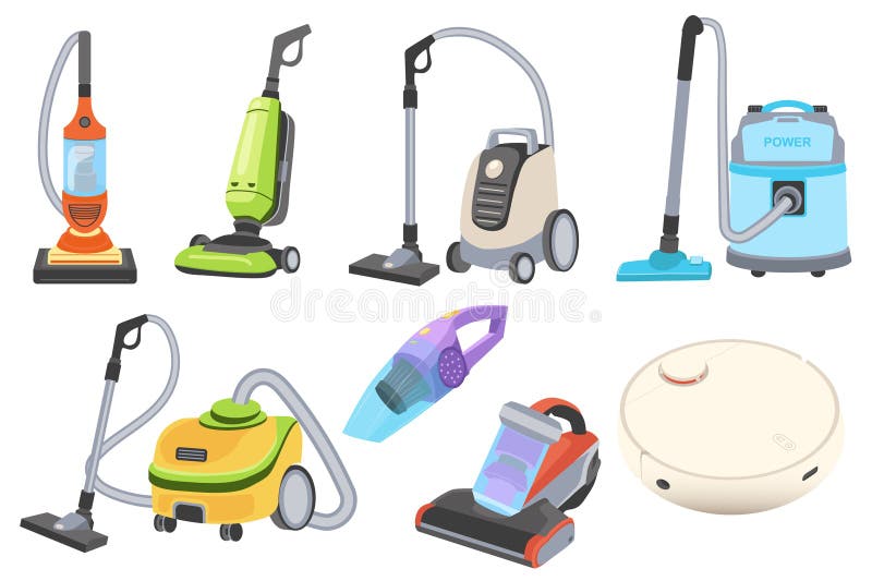 Vacuum Cleaners Set Elements Stock Vector - Illustration of graphic ...