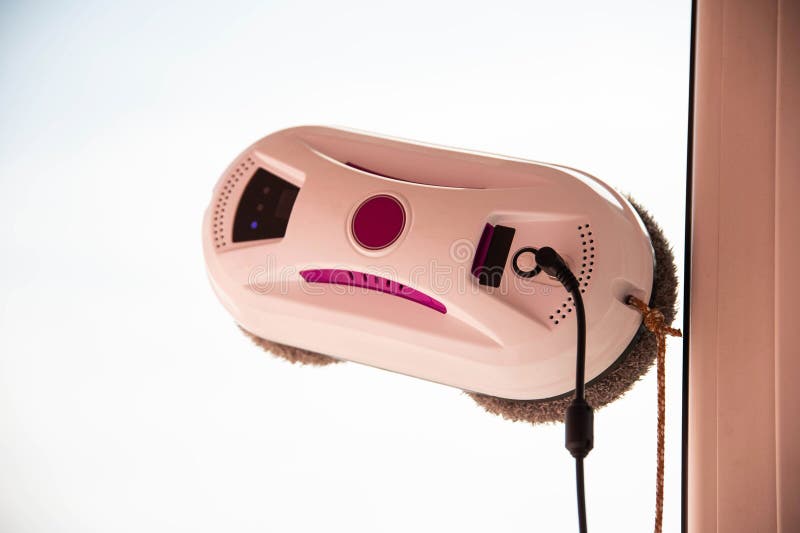 Vacuum Glass Washer Robot Washes Pvc Frame, Modern Device. Copy Space ...