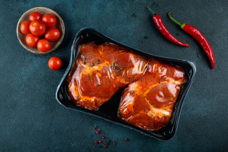 Vacuum-packed Meat, Pork Steak. Semifinished Food Stock Photo - Image ...