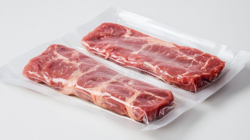 Vacuum-Packed Steaks: Fresh and Ready Stock Illustration - Illustration ...