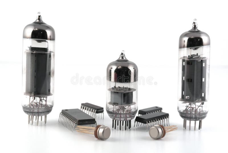 Vacuum Radio Tubes and Semiconductor Chips Stock Photo - Image of retro ...