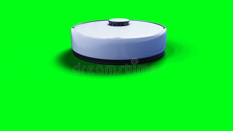 Vacuum Robot Auto Cleaning. Green Screen Isolate. 3d Rendering. Stock ...