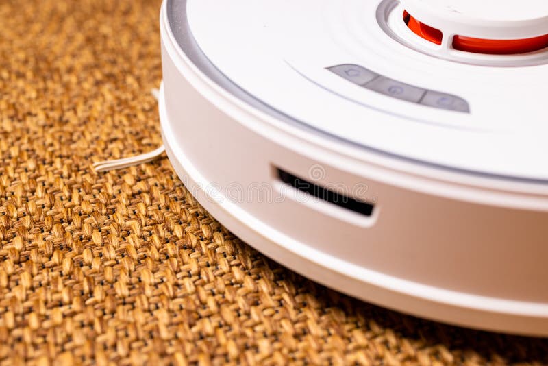 Vacuum Robot on Straw Carpet Stock Image - Image of robot, frame: 249006149