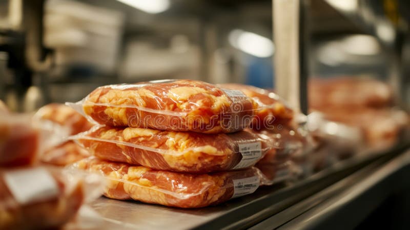 Vacuum Sealed Packages of Smoked Meat Products Stock Illustration ...