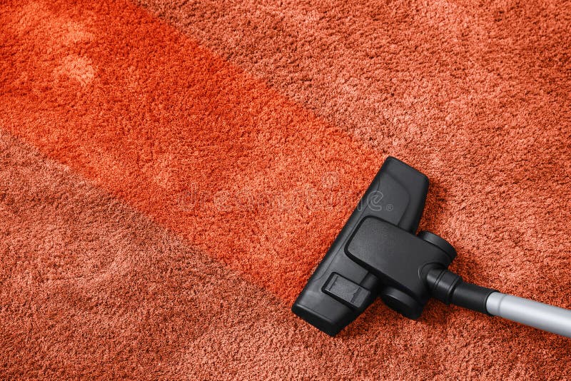 Vacuuming Carpet. Clean Area after Using Device, Top View Stock Photo ...