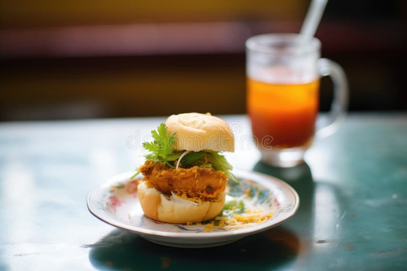 Vada Pav Served with Masala Chai, Steam Visible Stock Photo - Image of ...