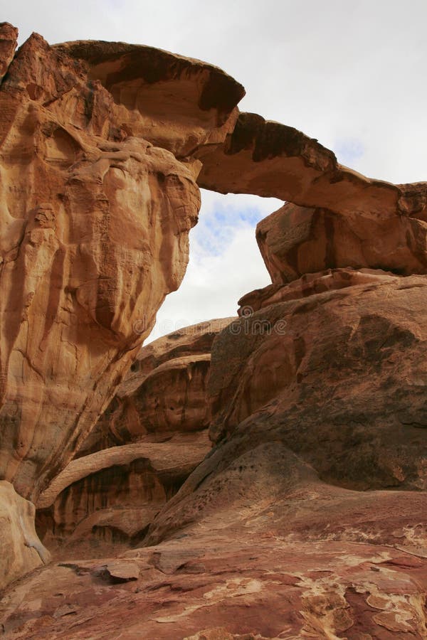 Burdah Arch in Wadi Rum, Jordan. Stock Image - Image of climbing ...