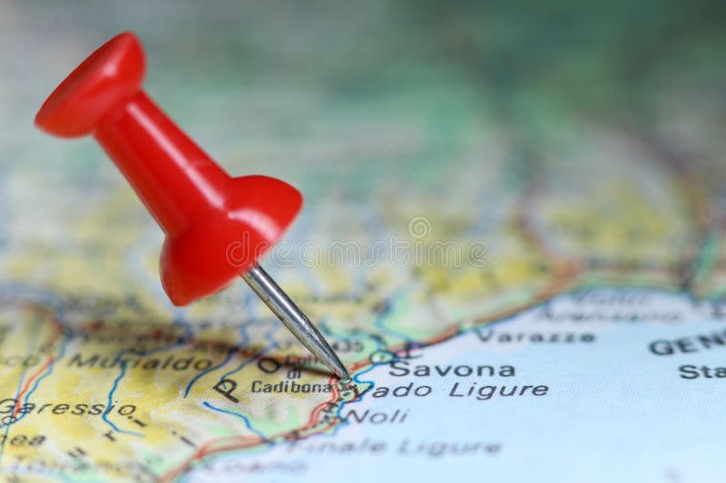 Vado Ligure, Italy Pin on Map Stock Photo - Image of destination ...