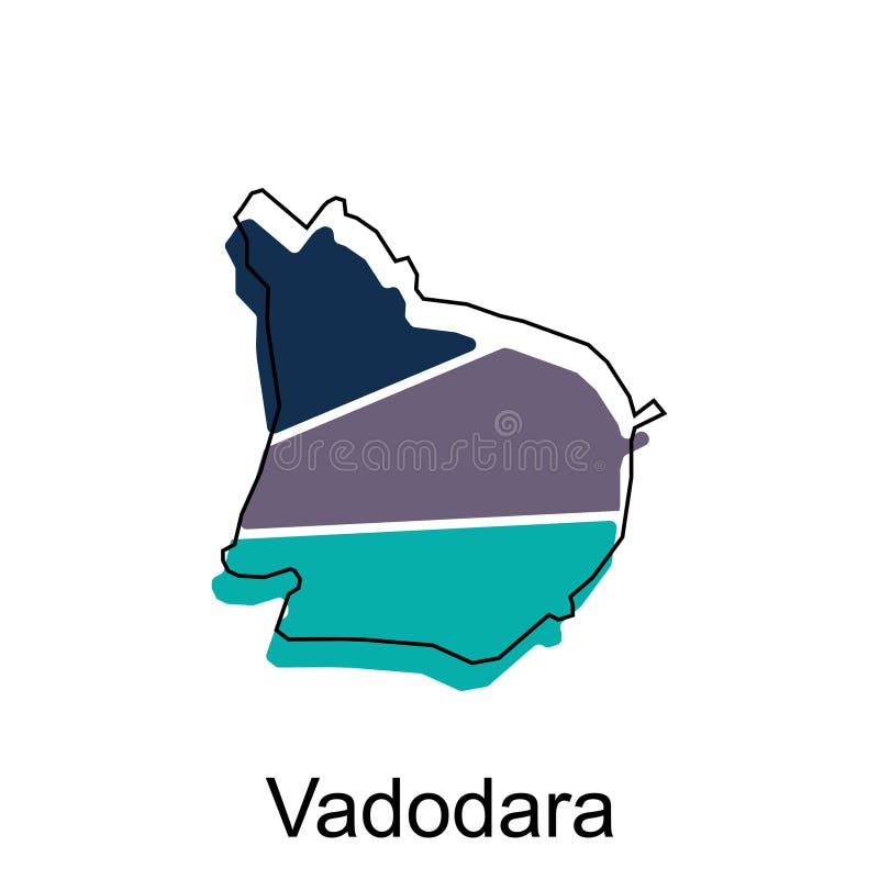 Vadodara District Gujarat State, Republic of India Map Vector ...