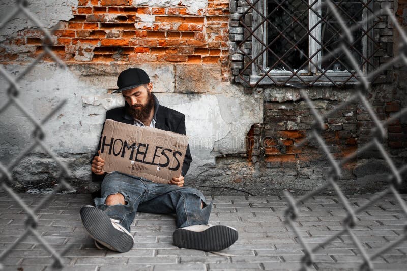 Vagrant on the street stock image. Image of helpless - 76422275