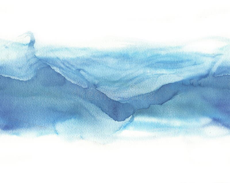 Vague Bleue D'aquarelle Sans Couture Illustration Stock - Illustration ...