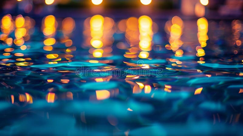 Vague Shapes of Pool Lights Illuminating the Water at Night Stock Photo ...