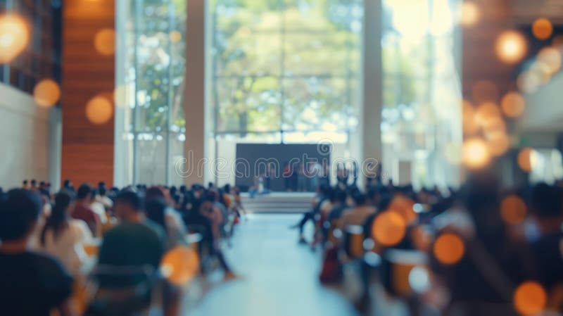 Vague Shapes of Students Gathered Around a Central Stage for ...