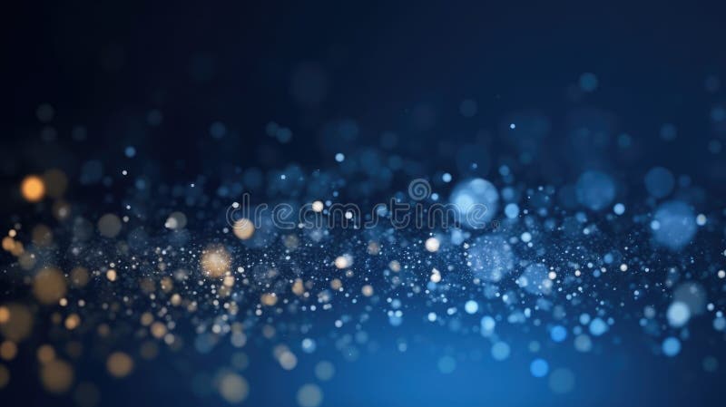 Vague Visual of Sparkling Particle Scattered in Blue and Gold ...