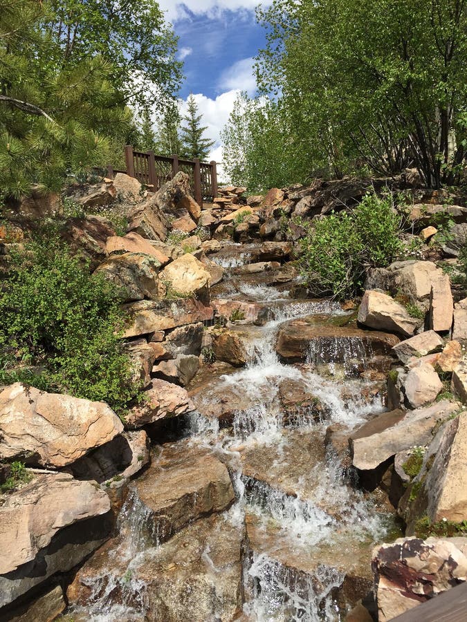 Vail Falls stock image. Image of running, waterfall, spring - 61425379
