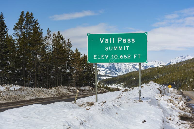 Vail Pass Interstate 70 Sign in the Colorado Rocky Mountains Stock ...